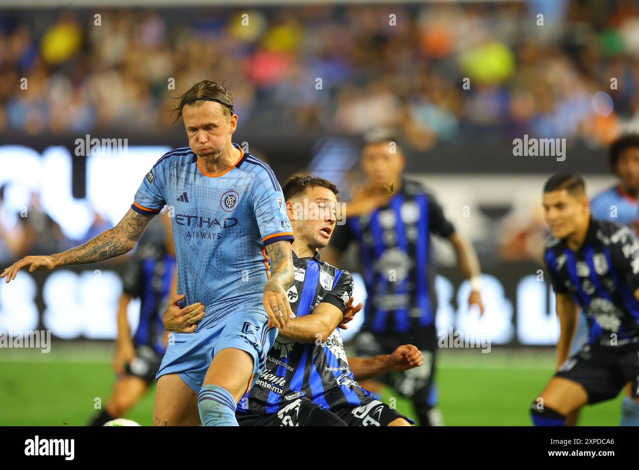New York City FC defender Birk Risa #5 and Querétaro FC defender Pablo ...