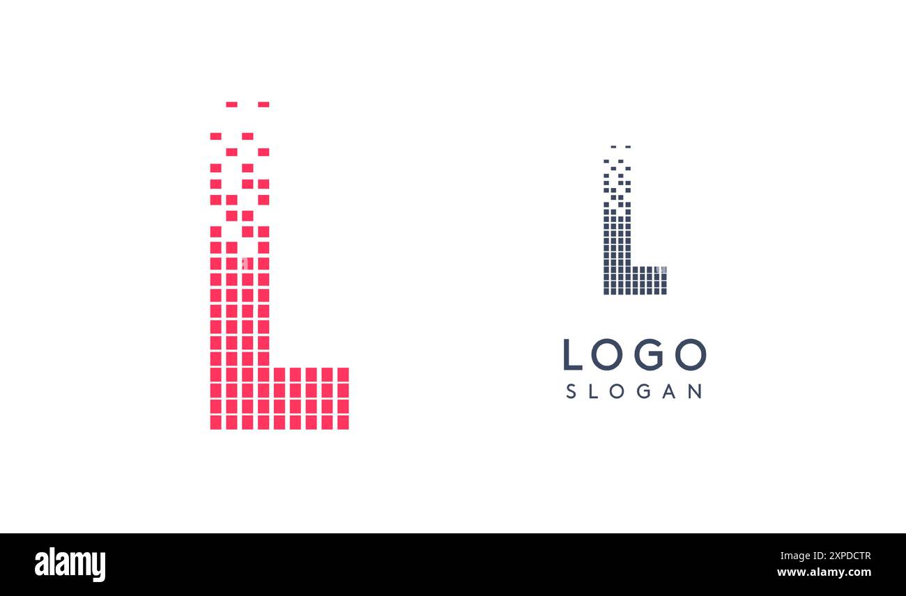 Pixelated Letter L transitioning into scattered pixels with gradient ...