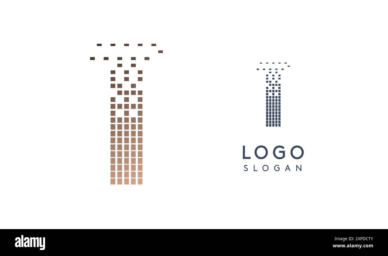 Pixelated Letter T transitioning into scattered pixels with gradient ...