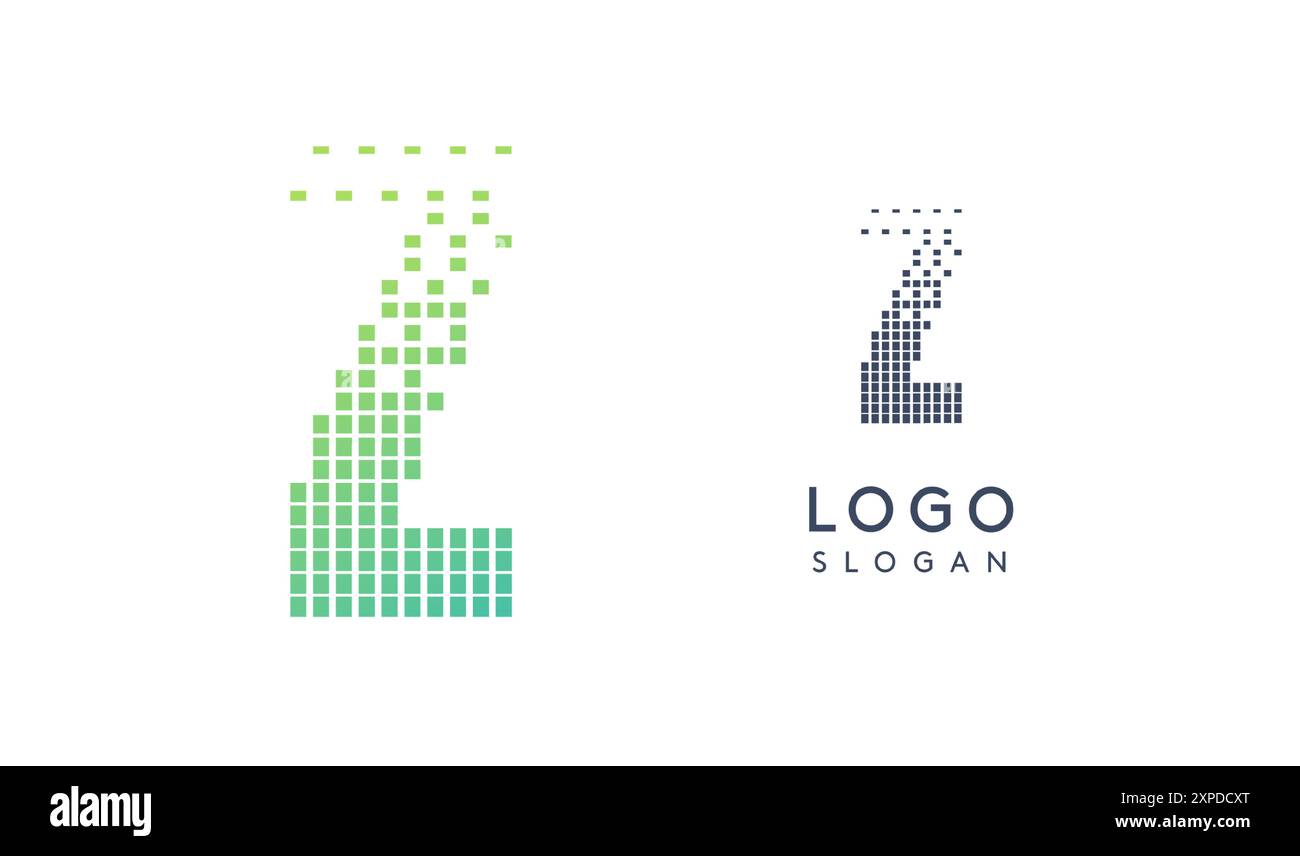 Pixelated Letter Z transitioning into scattered pixels with gradient ...