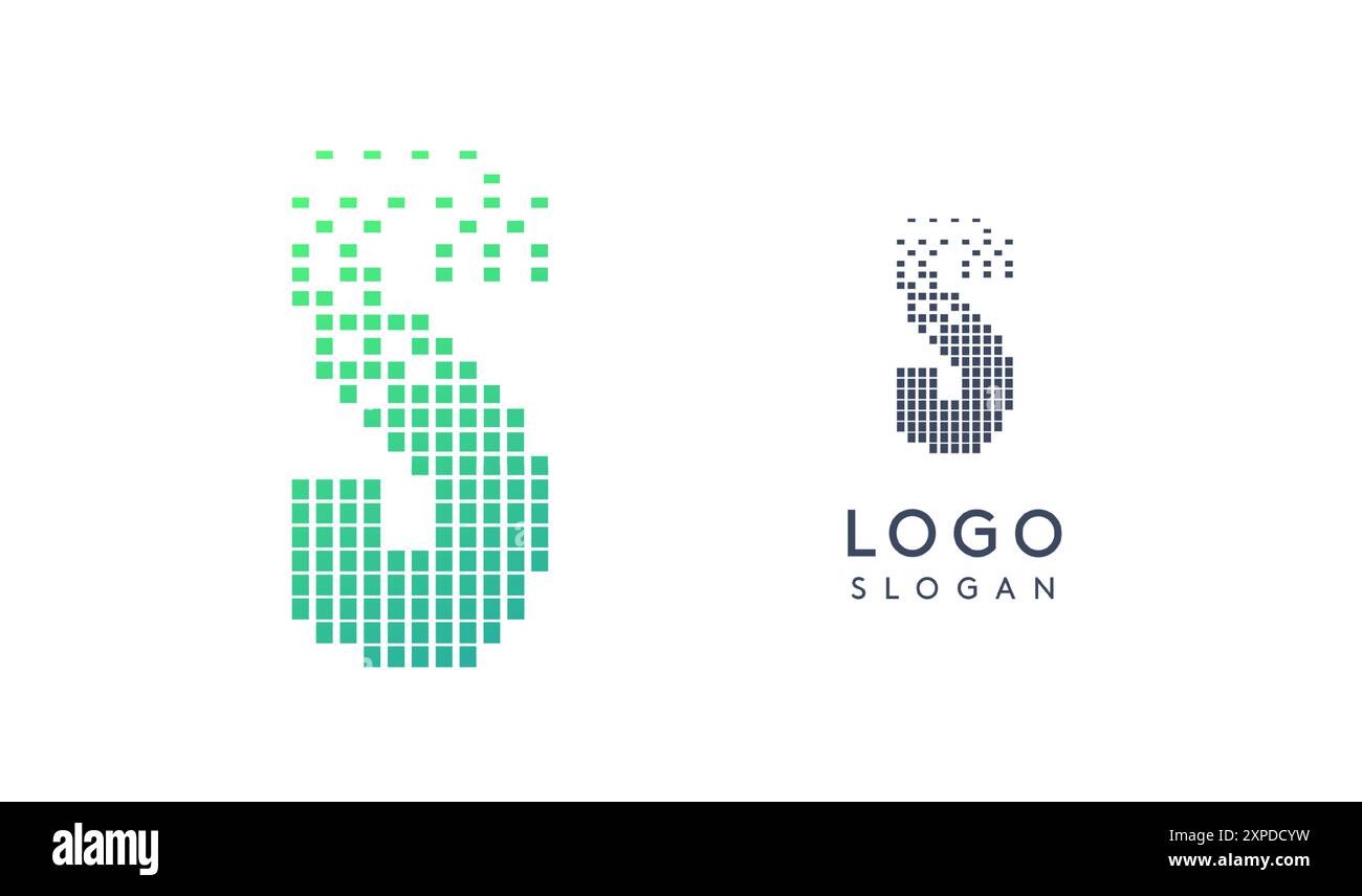 Pixelated Letter S transitioning into scattered pixels with gradient ...