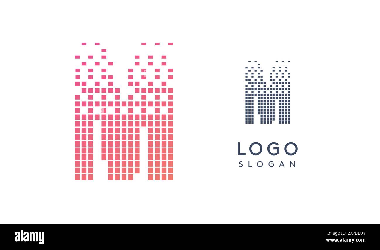 Pixelated Letter M transitioning into scattered pixels with gradient ...