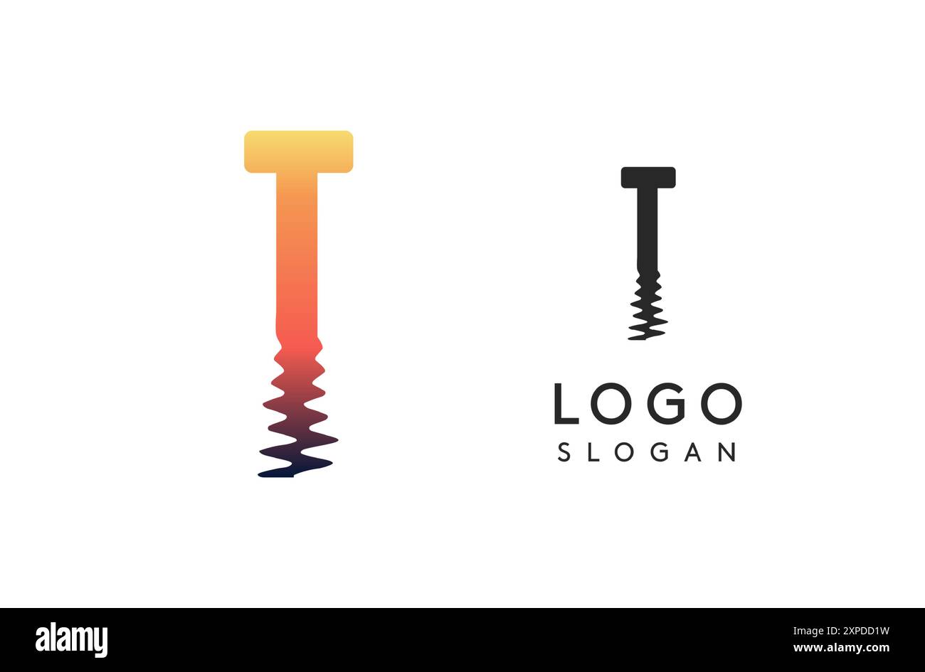Letter T logo template, sunset reflection on water or sunset path ...
