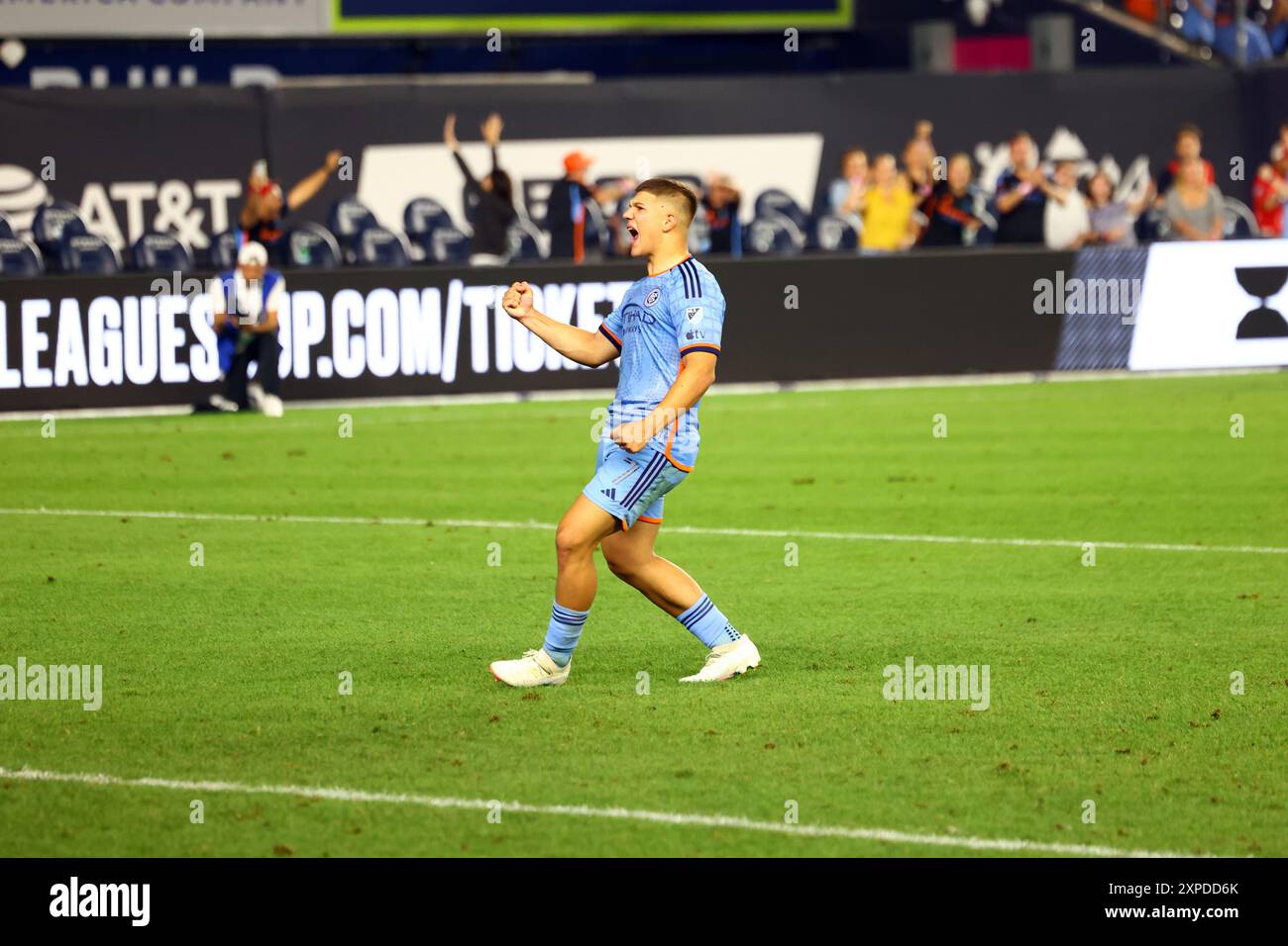 New York City FC forward Jovan Mijatovic #7 kicks and scores on a ...