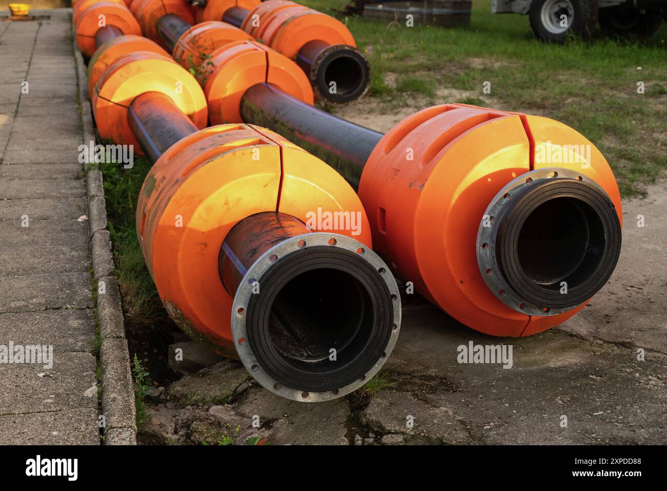 HDPE dredging pipes and floats used for dredging Stock Photo - Alamy