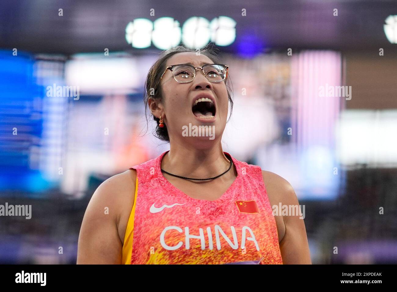 Feng Bin, of China, competes during the women's discus throw final at ...