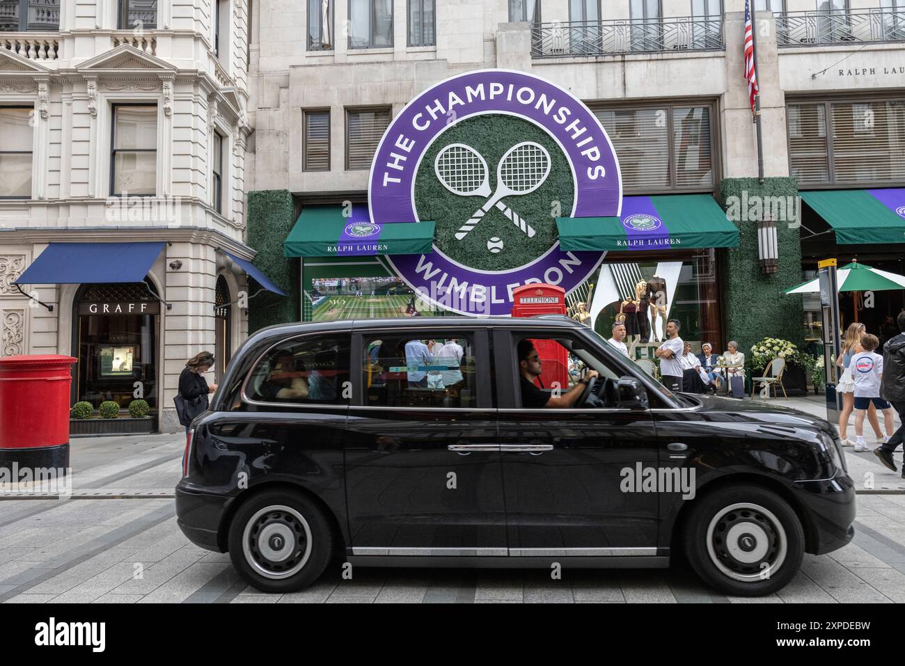 Wimbledon Tennis Championships logo suspended on the exterior of Ralph ...