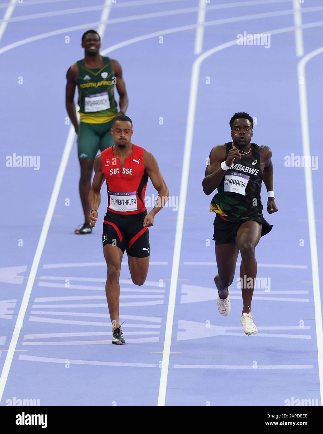 Paris, France. 5th Aug, 2024. Timothe Mumenthaler (C) of Switzerland ...