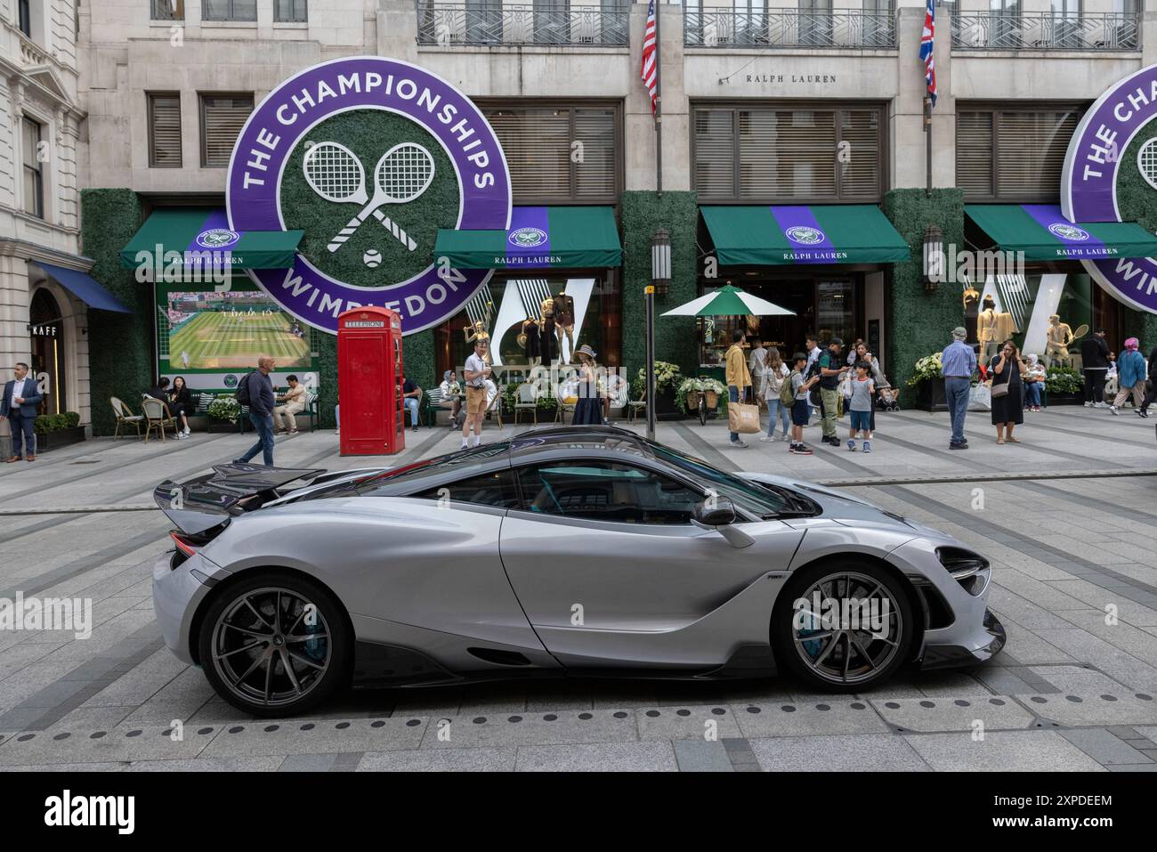 Wimbledon tennis championships logo suspended on the exterior of ralph ...