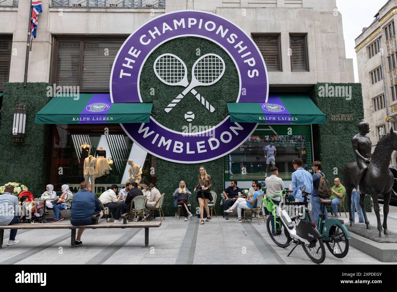 Wimbledon tennis championships logo suspended on the exterior of ralph ...
