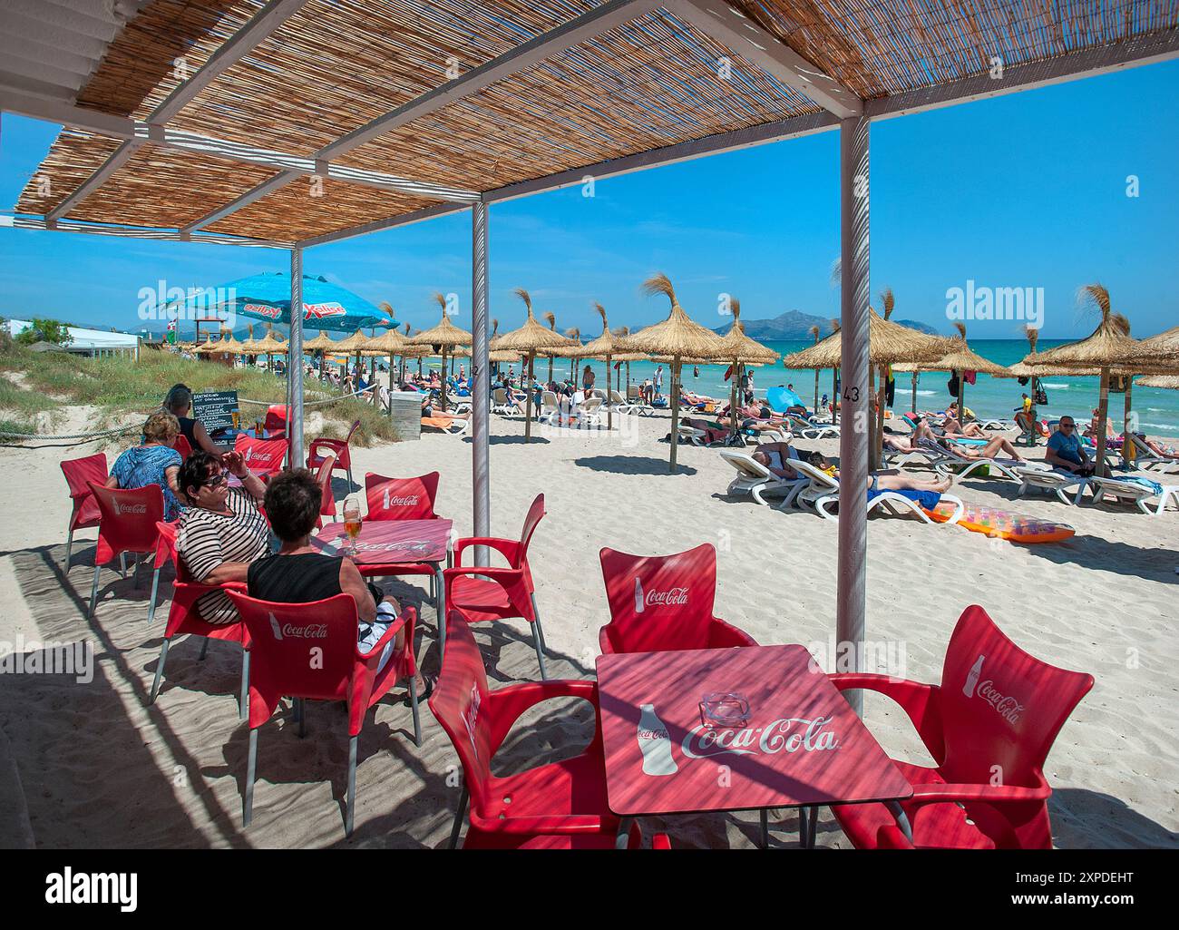 Playa de Muro beach bar, Alcudia, Mallorca, Balearics, Spain Stock ...