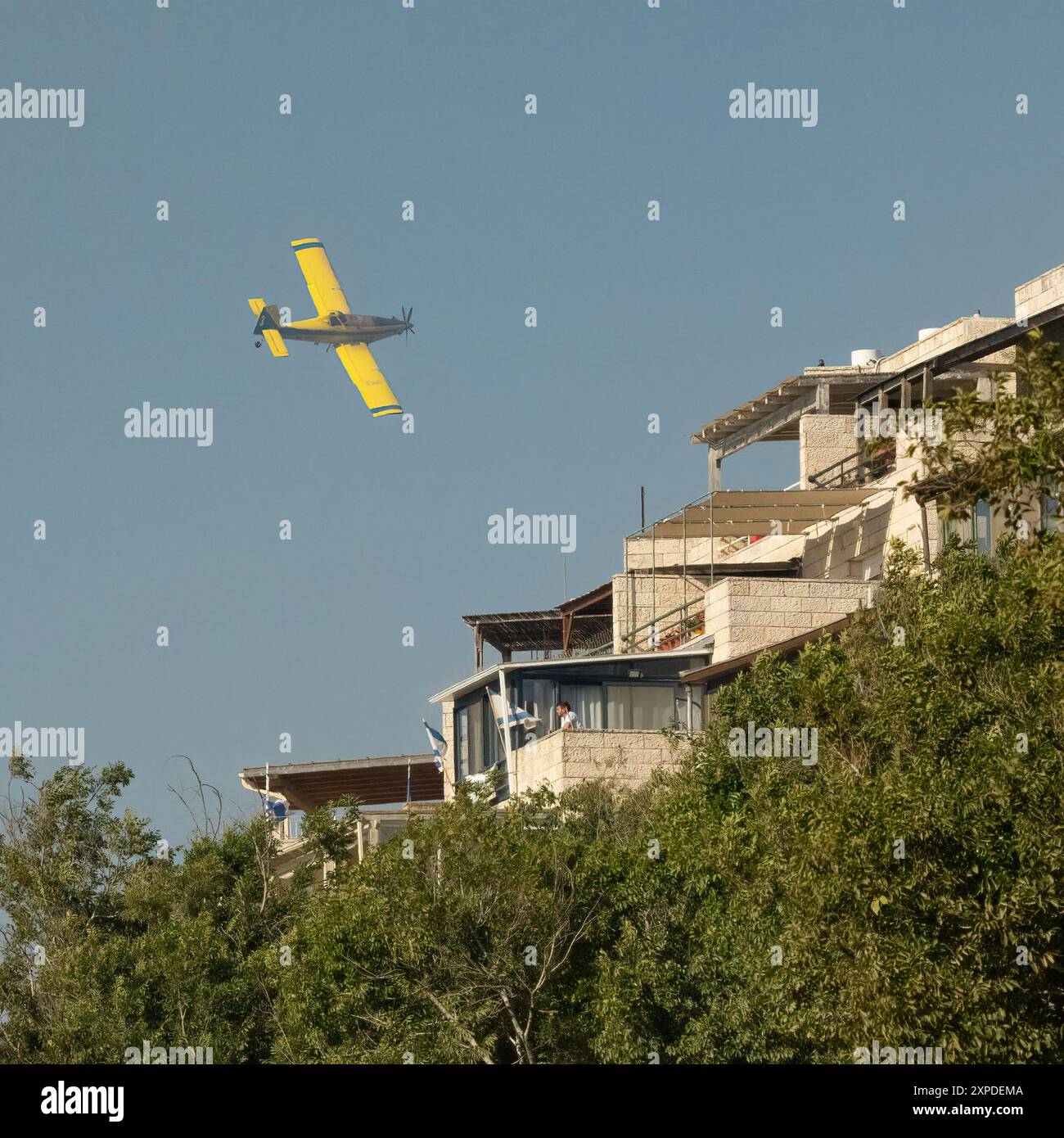Mevasseret Zion, Israel - August 3rd, 2024: A firefighting airplane at ...