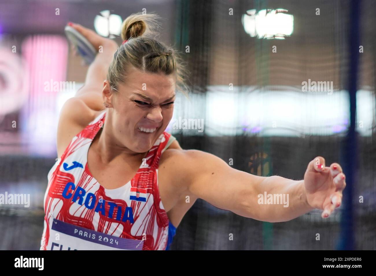 Sandra Elkasevic, of Croatia, competes during the women's discus throw ...
