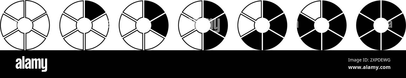 Circle division infographic icon. Pie chart divided six equal parts ...