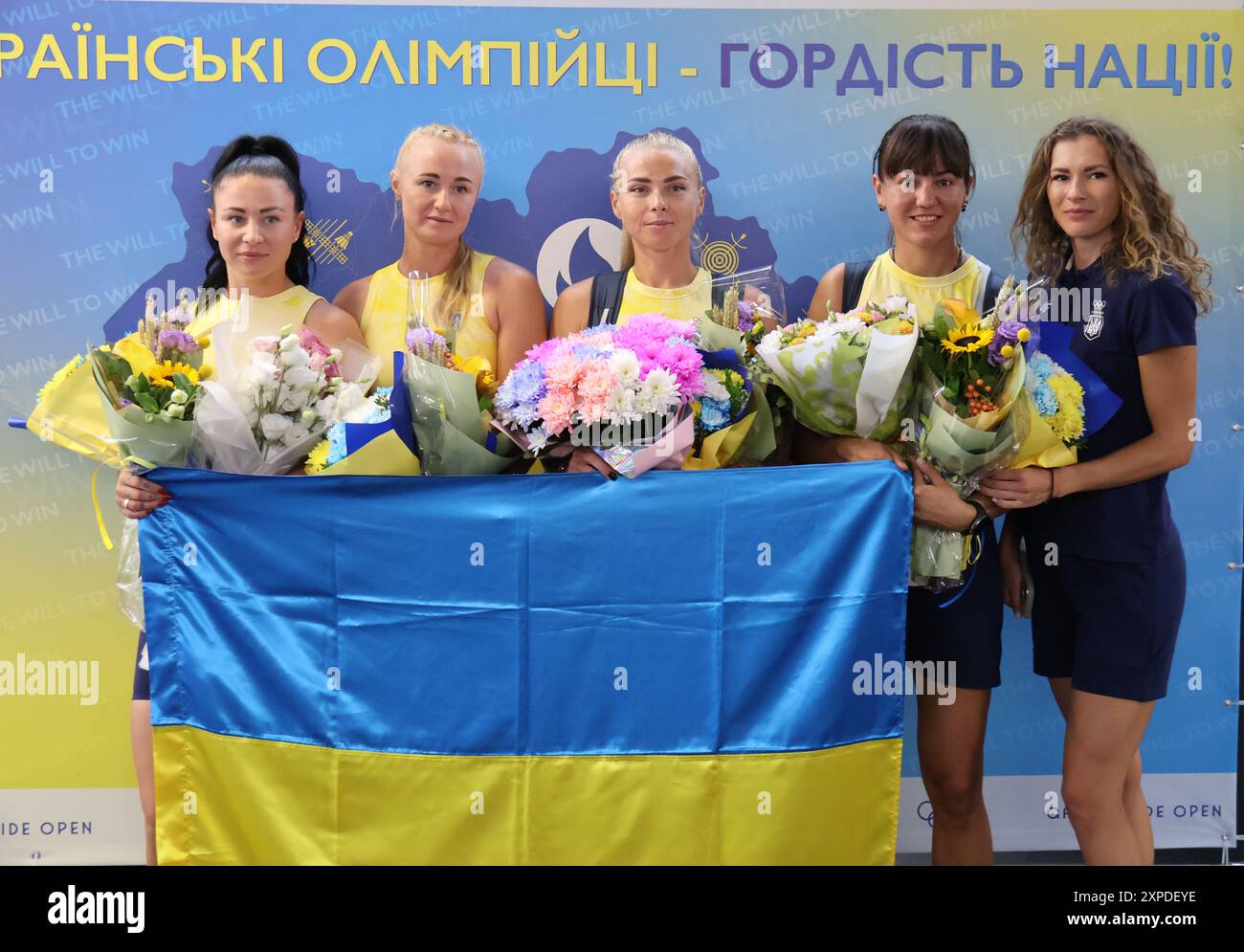 KYIV, UKRAINE - AUGUST 5, 2024 - Ukrainian rowers Yevheniia Dovhodko, Anastasiia Kozhenkova ...