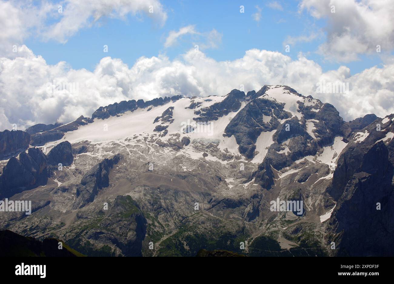 amazing view of the glacier of the MARMOLADA mountain in the Italian ...