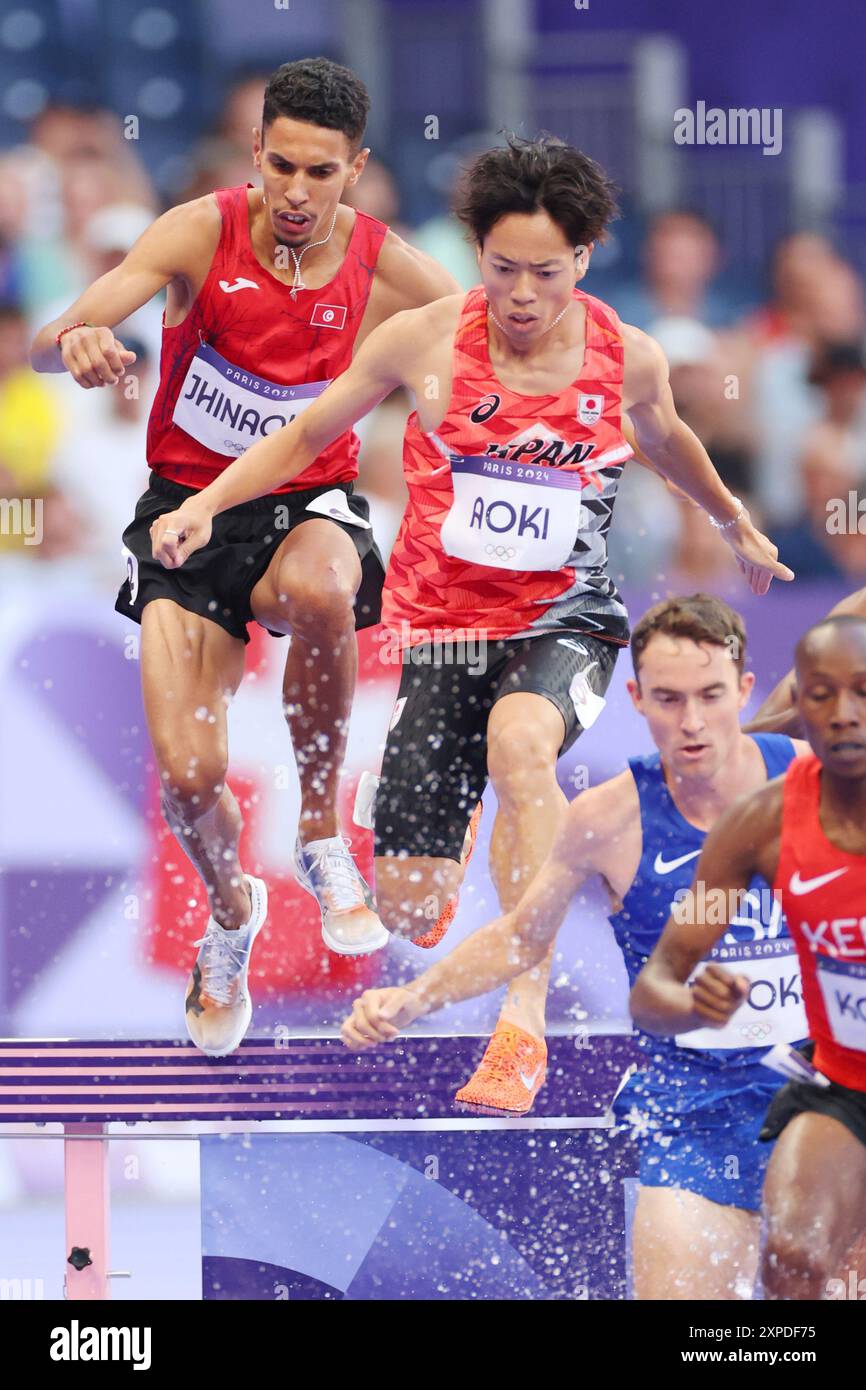 Saint-Denis, France. 5th Aug, 2024. Ryoma Aoki (JPN) Athletics : Men's 3000m Steeplechase Round ...