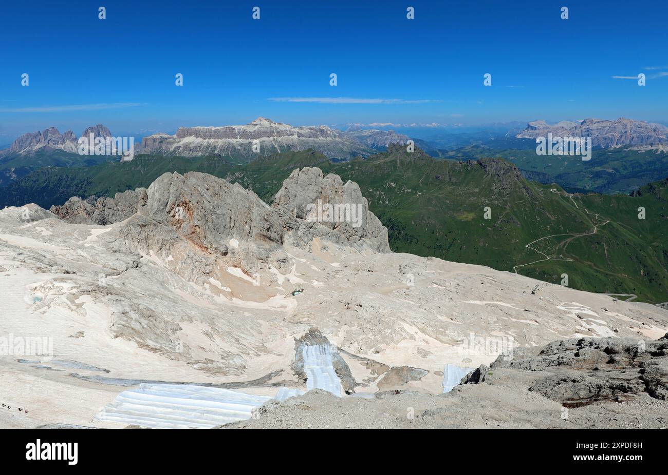 mountain range of the European Alps of Italy in summer seen from the ...