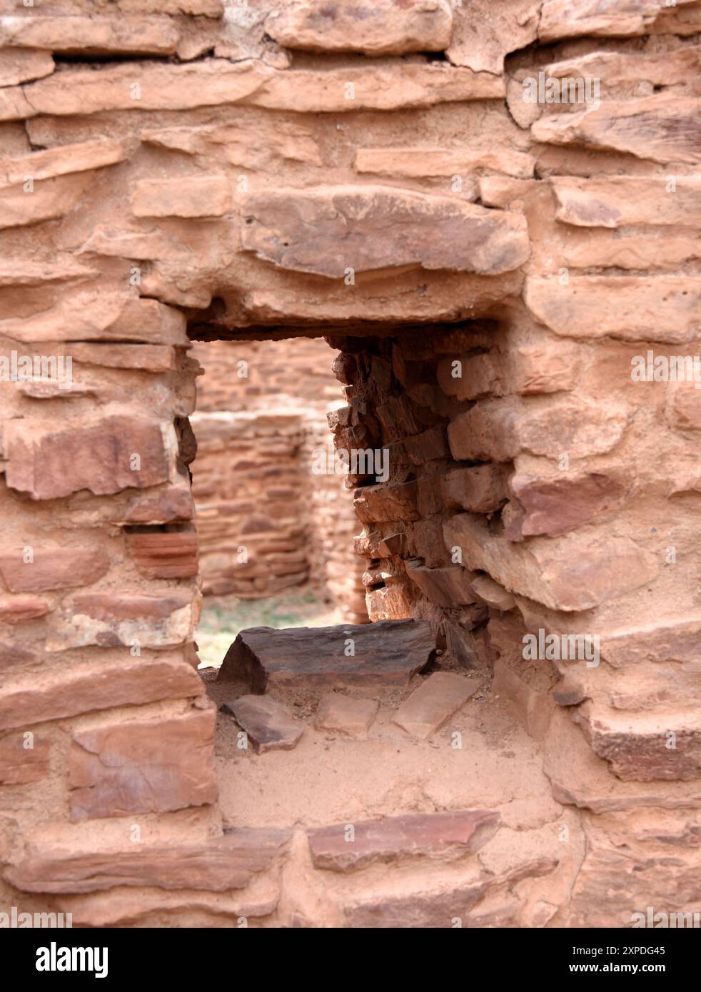 Small window opens into another room, inside the ruins of the Quarai ...