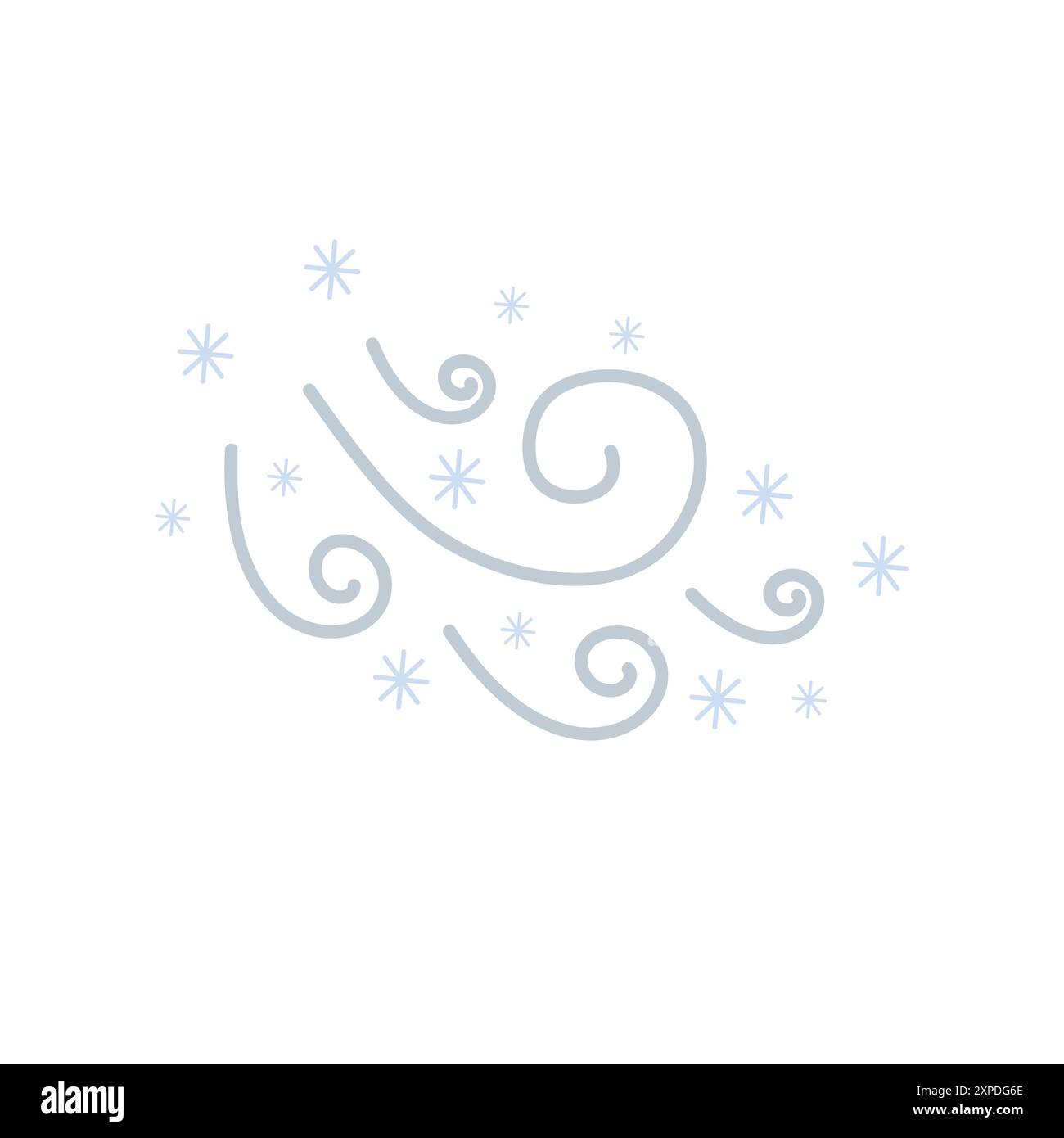 Blizzard, wind and snow cute hand drawn doodle minimalist vector ...