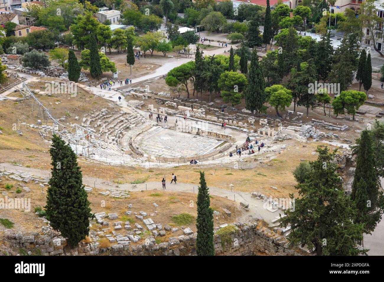 Athens, Greece - October 7, 2019: Aerial view of historic amphitheater ...