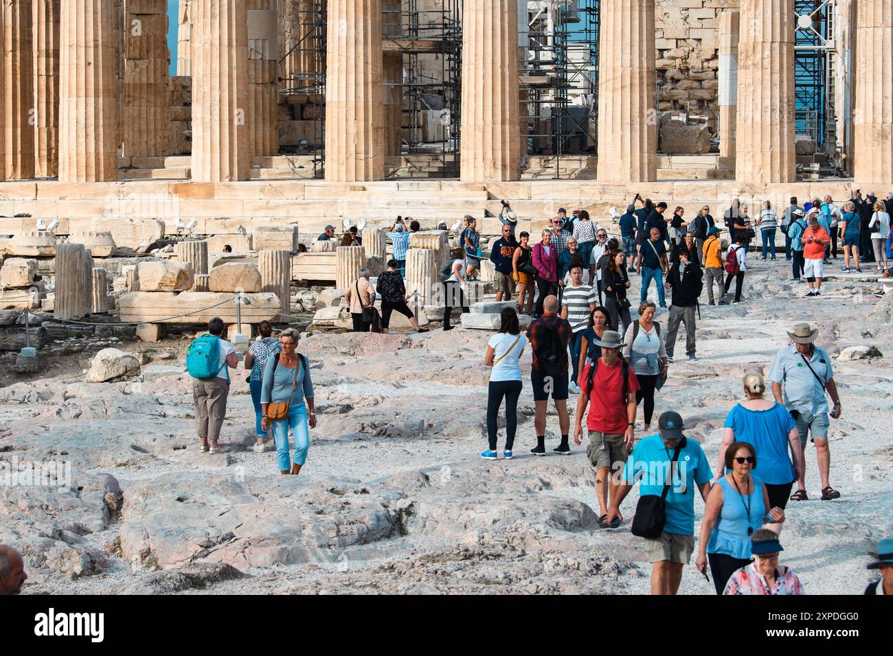 Athens, Greece - October 7, 2019: Tourists wander amidst the timeless ...