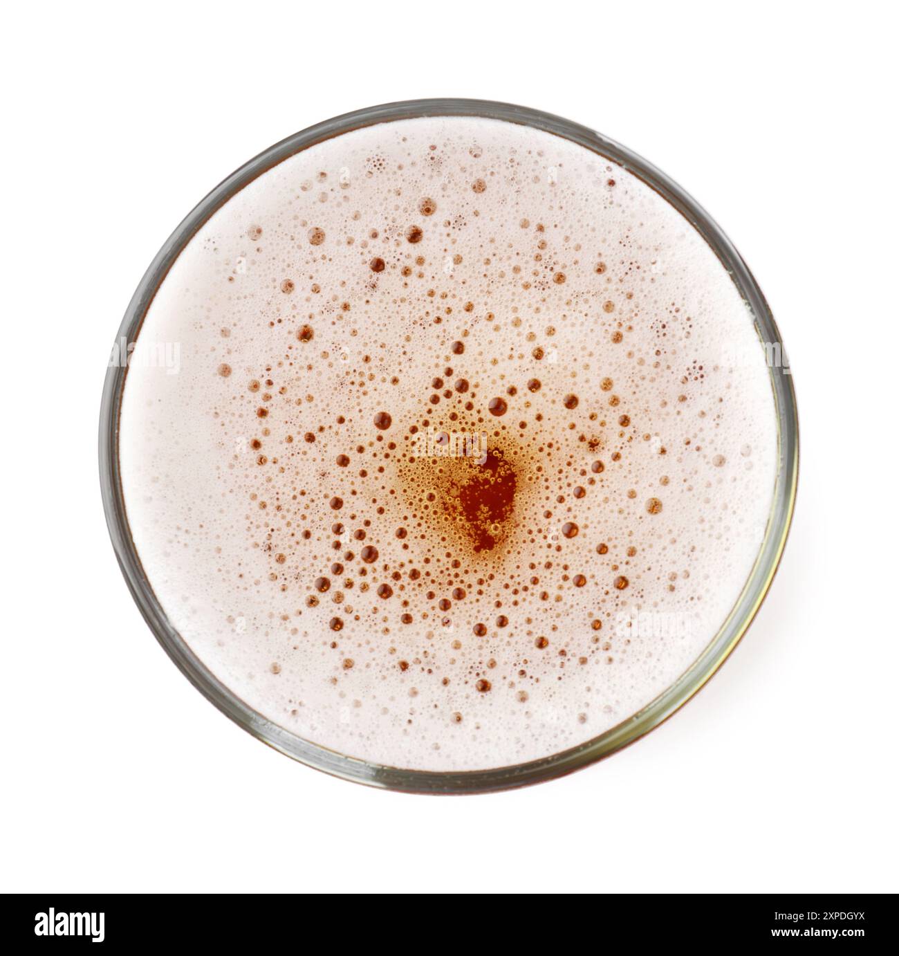 Glass of light beer isolated on white, top view Stock Photo - Alamy