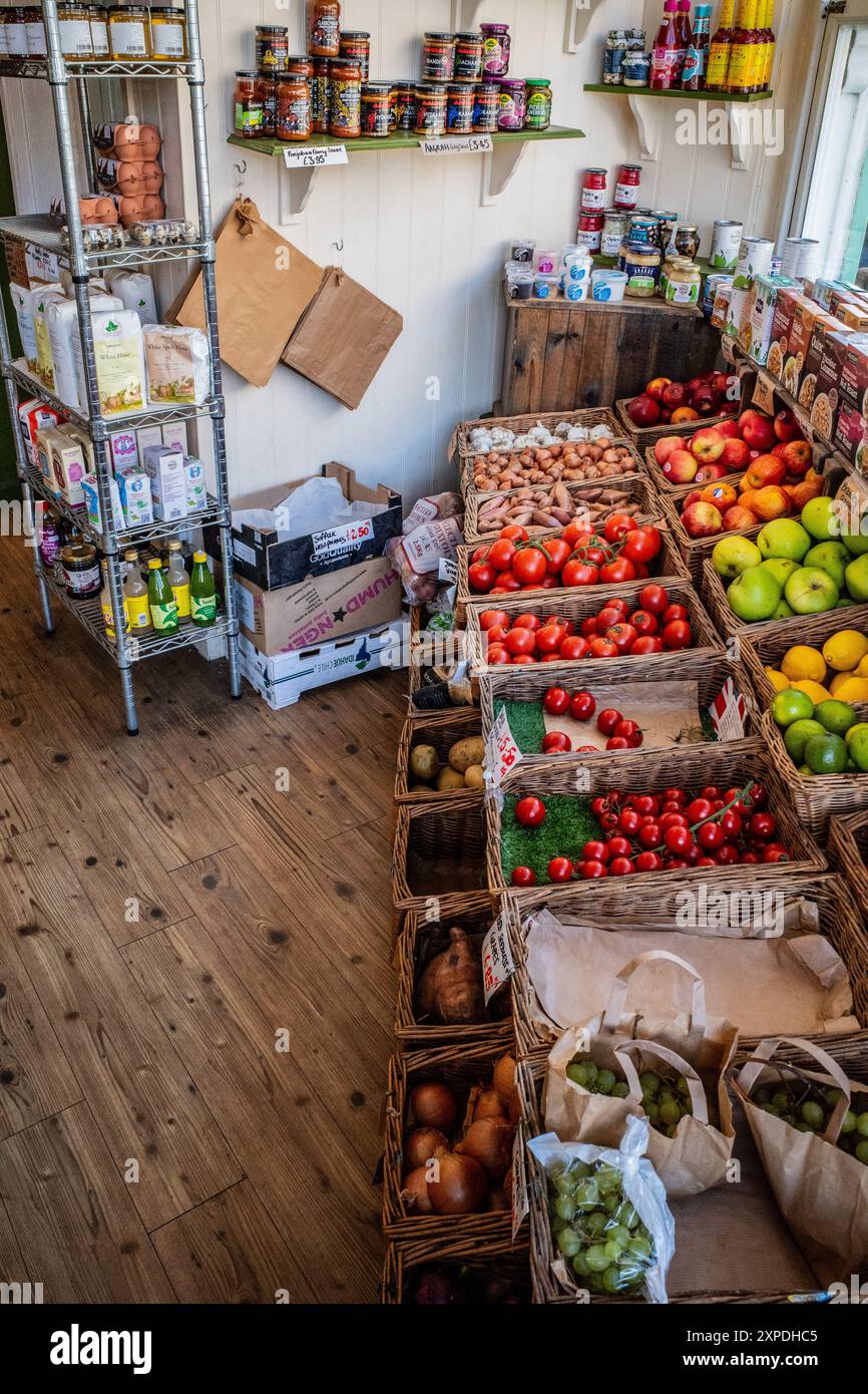 Inside a traditional, independent green grocery shop in Suffolk ...