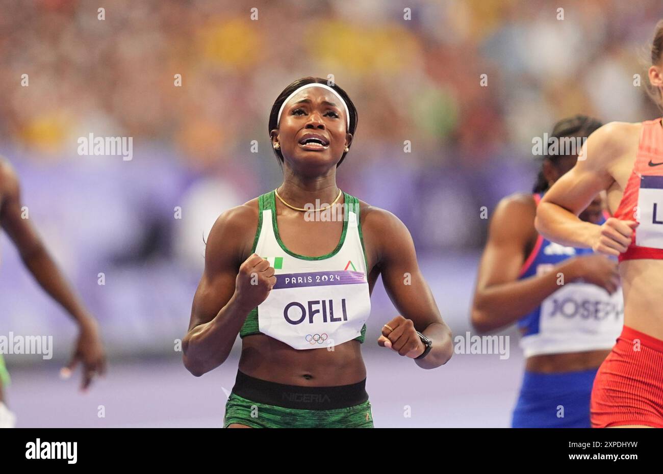 August 05 2024: Favour Ofili (Nigeria) competes during the Women's 200m ...