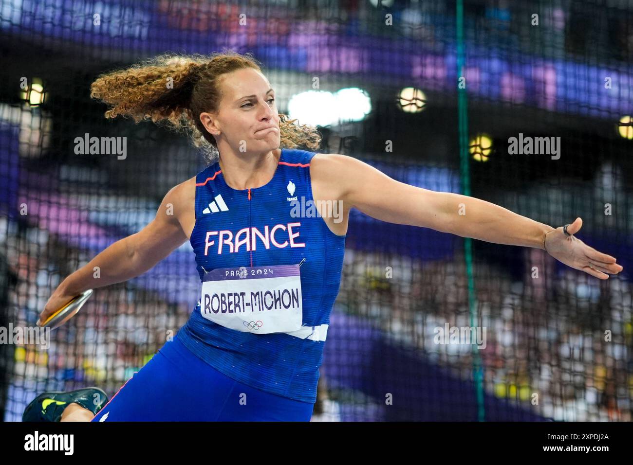 Melina Robert-Michon, of France, competes during the women's discus ...