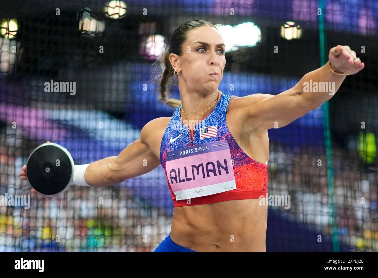 Valarie Allman of the United States, competes during the women's discus ...