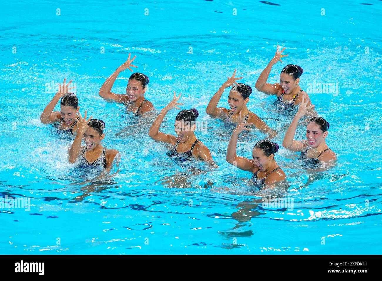 Team Egypt compete in the technical routine of artistic swimming at the ...
