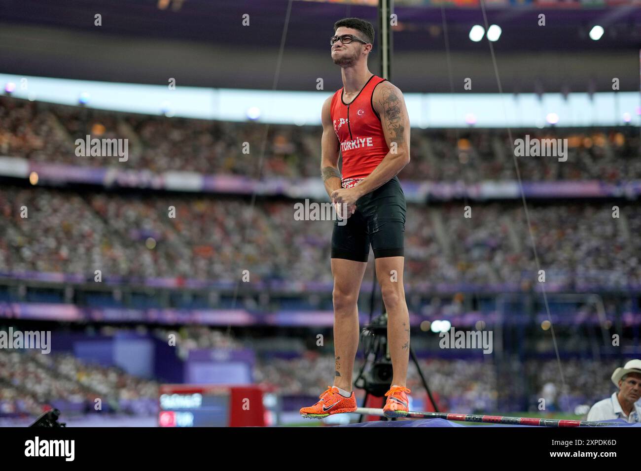 Ersu Sasma, of Turkey, competes during the men's pole vault final at ...