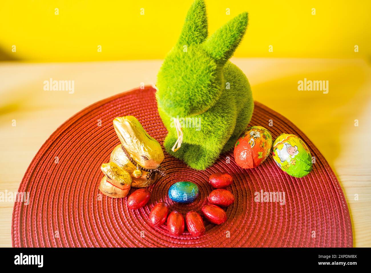 Chocolate Bunnies for Easter. Various candy and chocolate Easter eggs ...