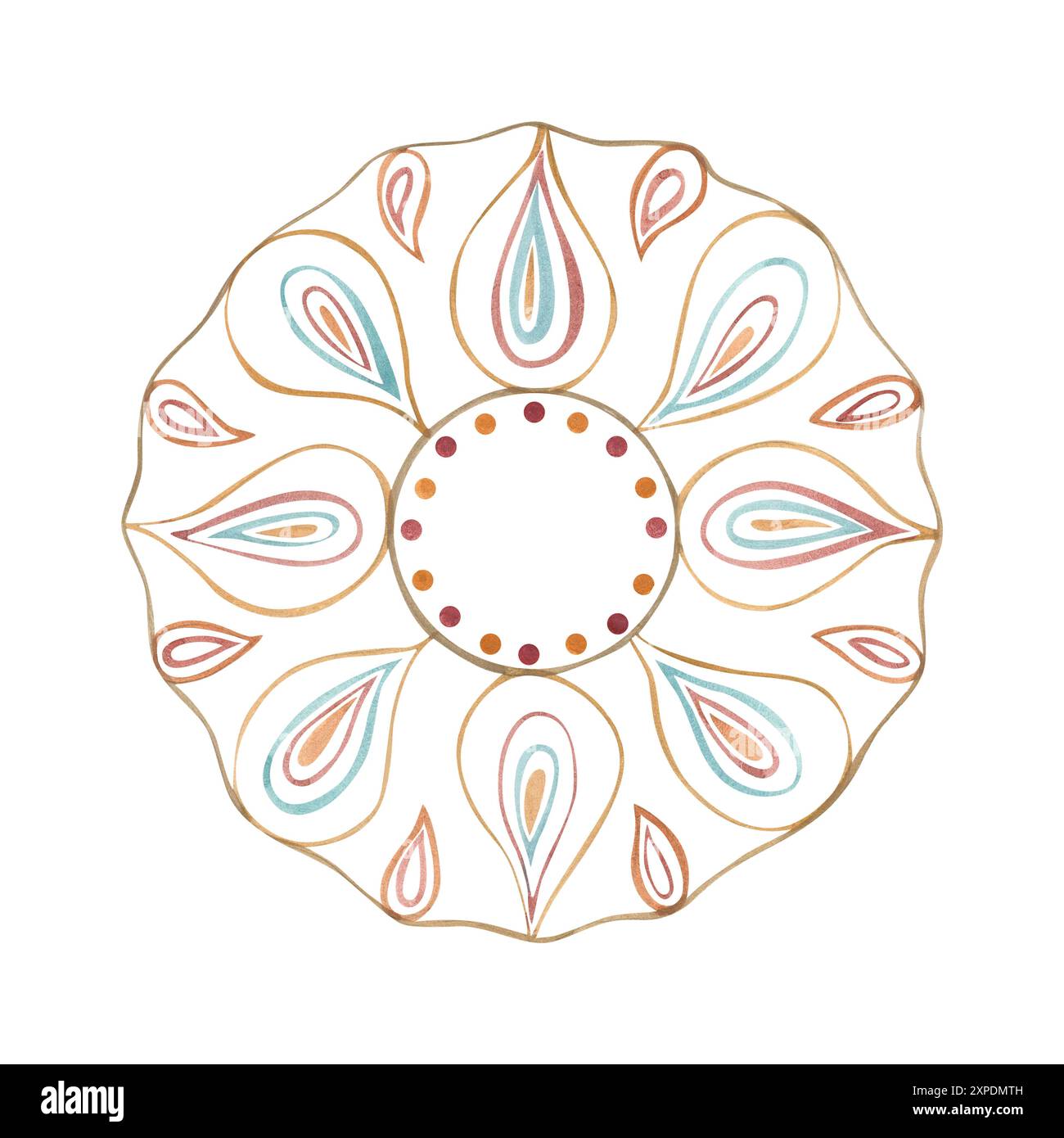 Gorgeous rangoli. Floral geometric motif in gold and pastel colors ...
