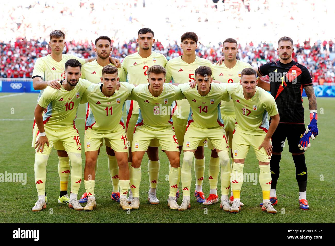 Marseille, France. 5th Aug, 2024. Spain team group line-up (ESP ...