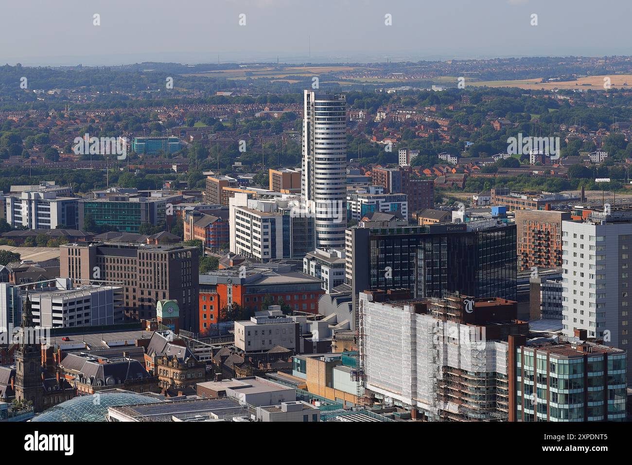 An elevated view in Leeds City Centre from the rooftop of the new Scape ...