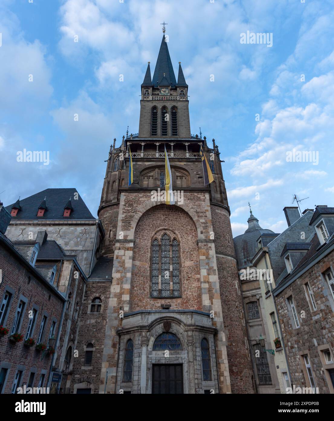 Aachen Cathedral (Aachener Dom) seen from the west. The westwork ...