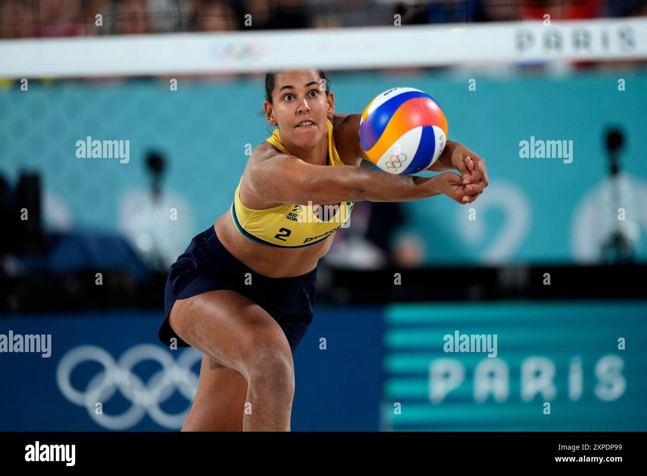 Brazil's Eduarda "Duda" Santos Lisboa returns a shot in a beach ...