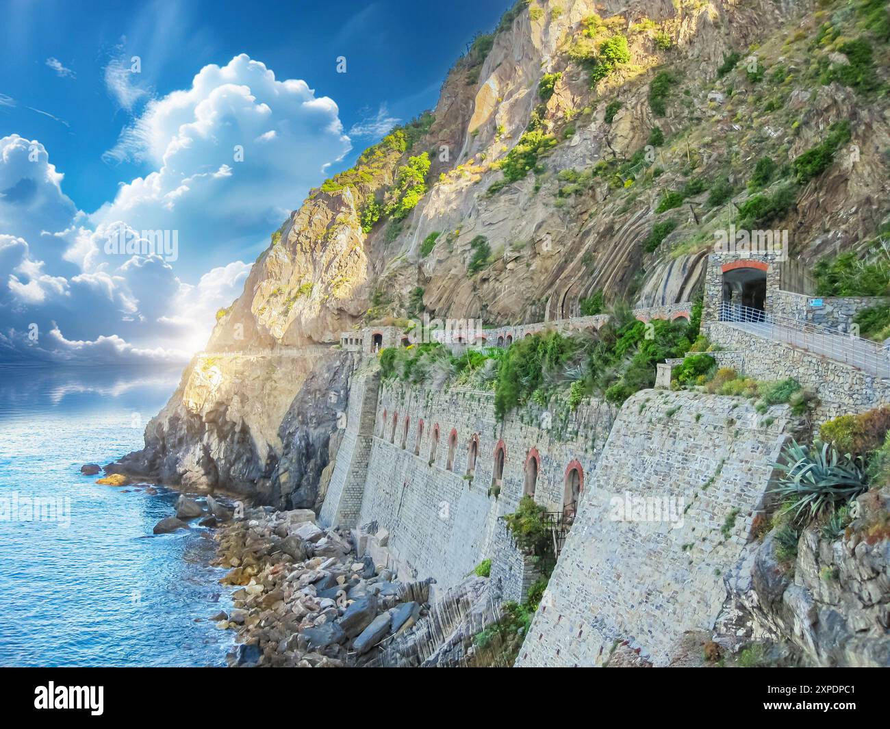 The Via Dell'amore, a famous pedestrian path carved into the cliffs ...