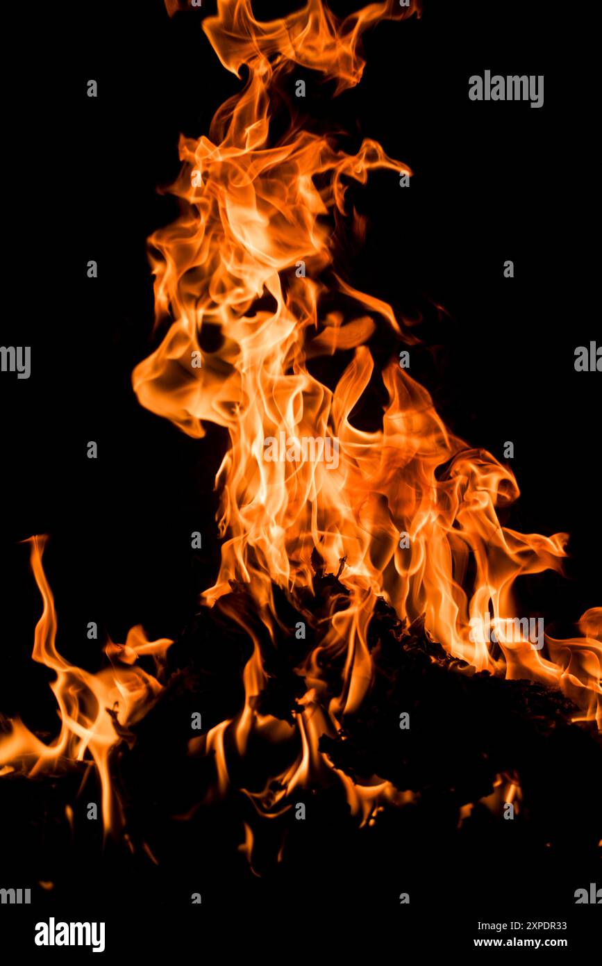 Fire over black background. Fire sparks background. Abstract blaze ...