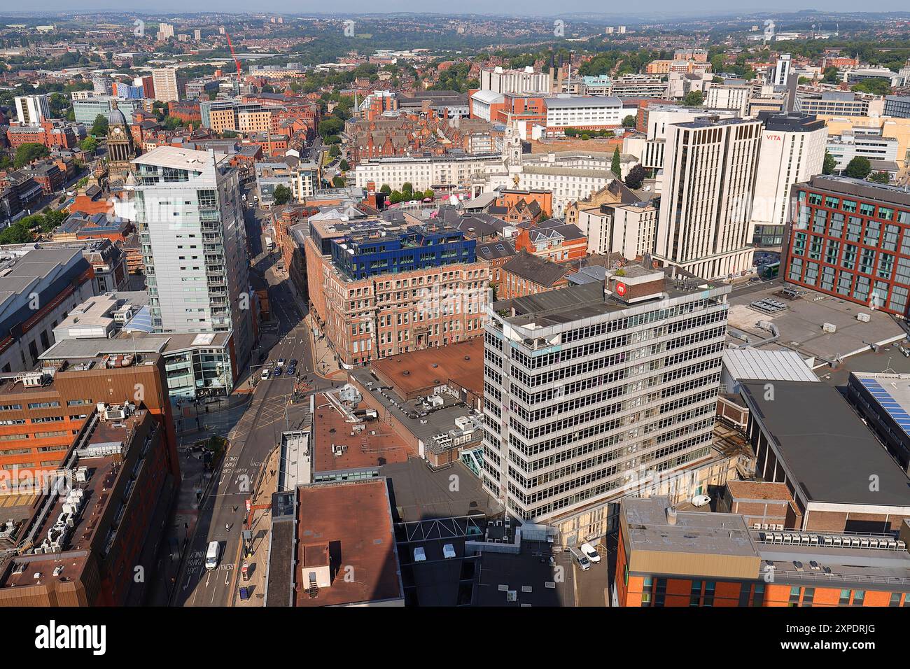 An elevated view in Leeds City Centre from the rooftop of the new Scape ...