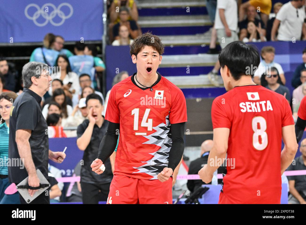 (L-R) 14 ISHIKAWA Yuki, 8 SEKITA Masahir (JPN), Italy (ITA) vs Japan ...