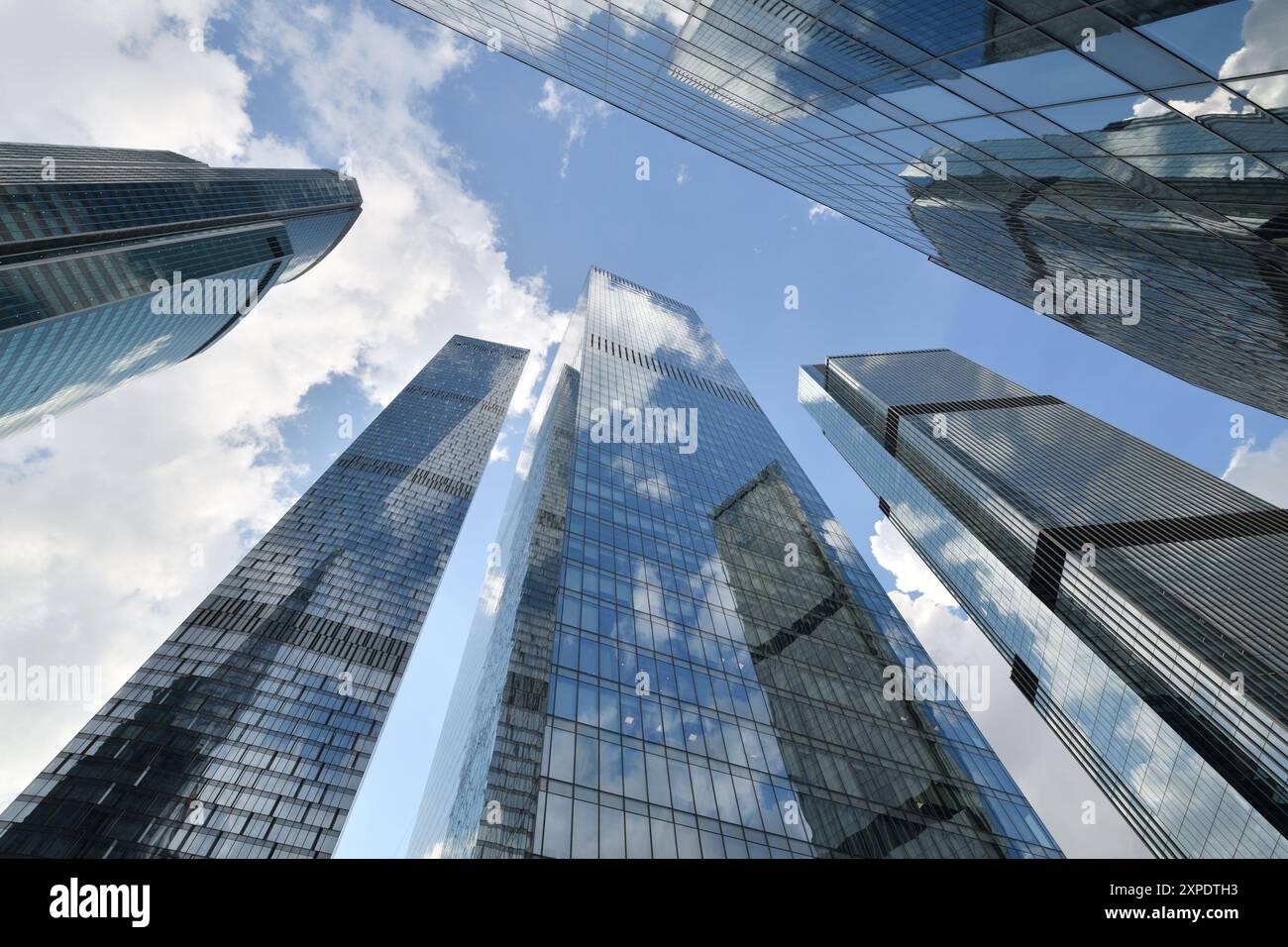 Glass skyscrapers filmed from below Stock Photo - Alamy