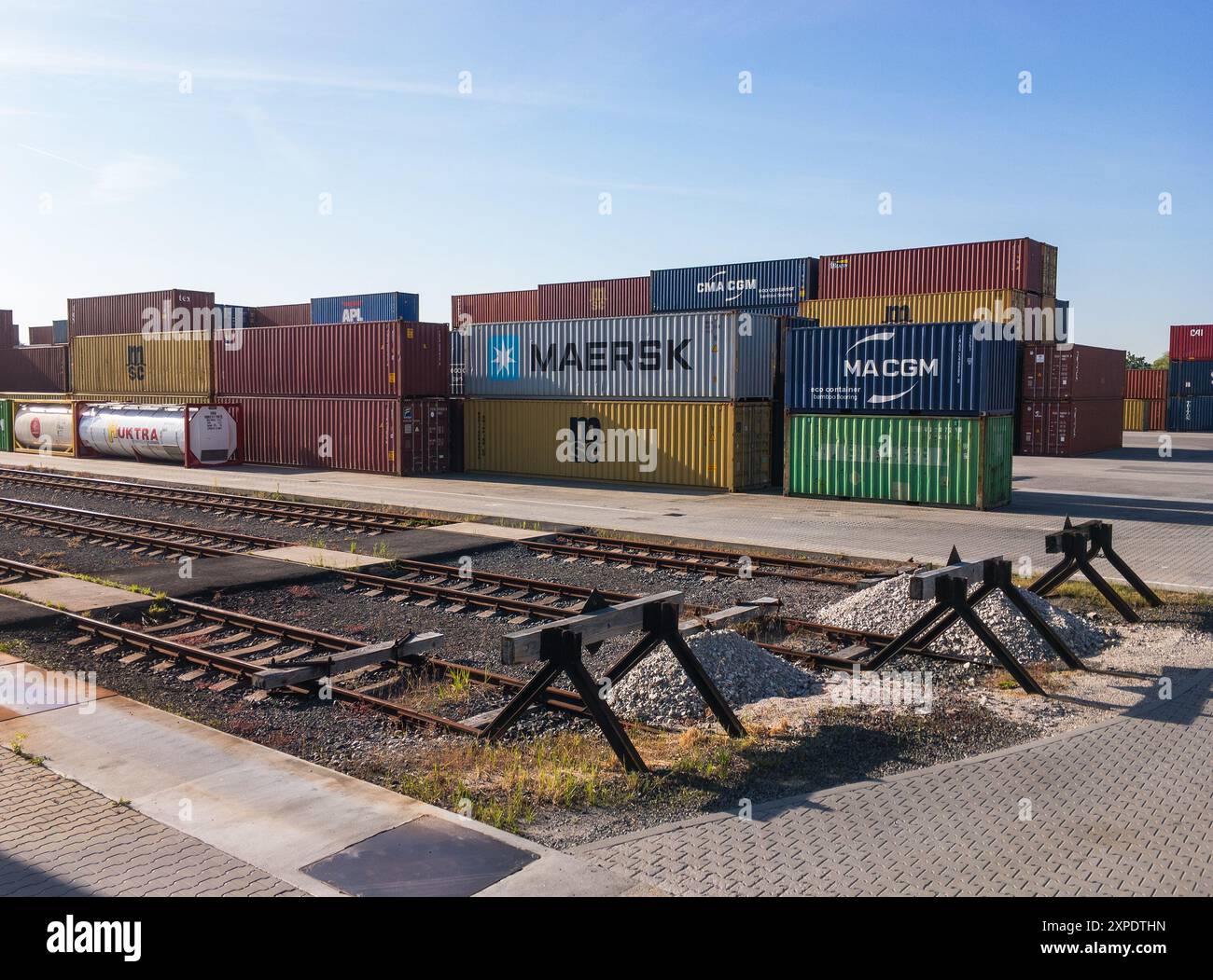 SENOV, CZECH REPUBLIC - MAY 10, 2024. Container terminal for unloading ...