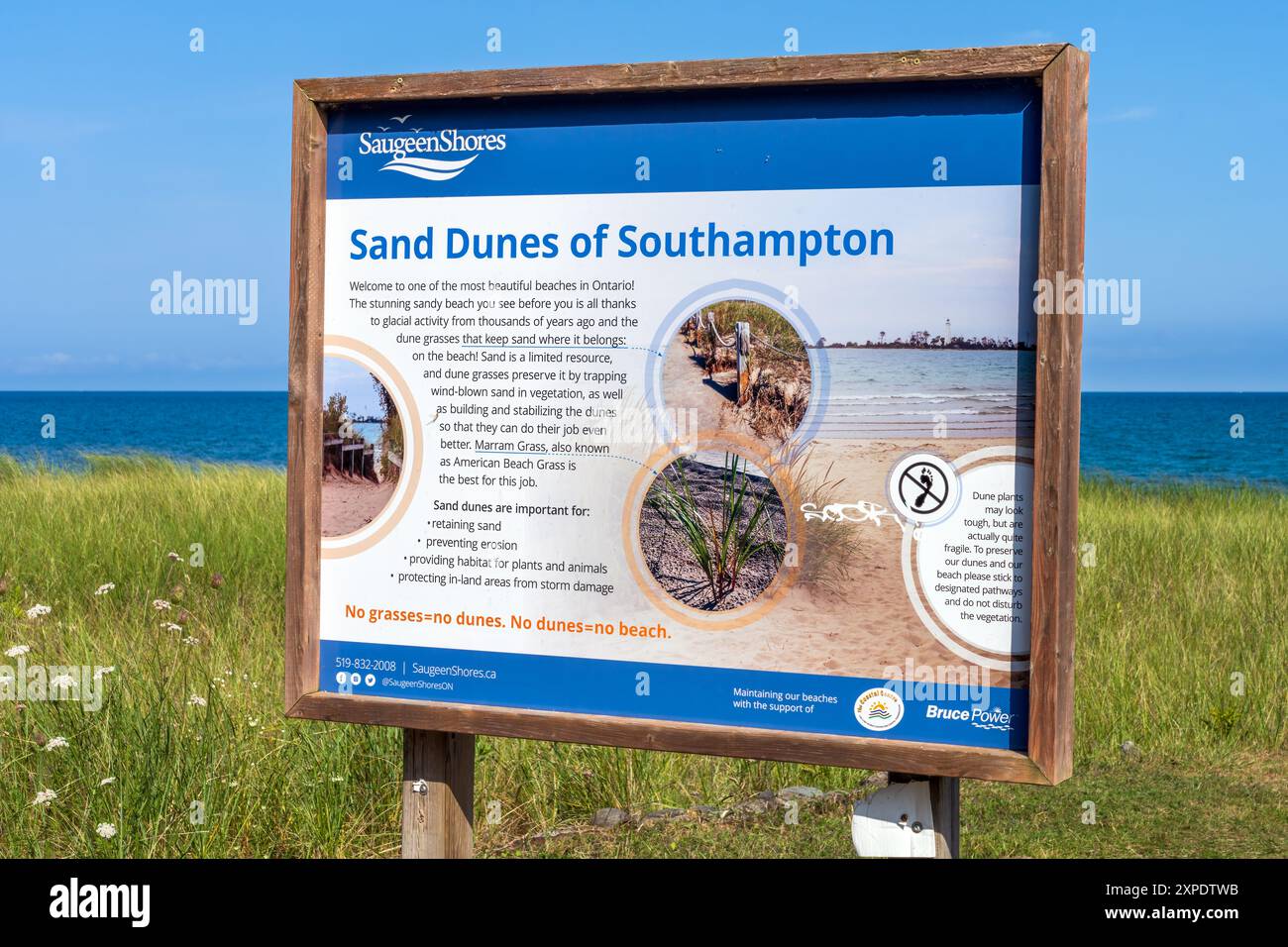 Sign posted at the sand dunes in Southampton Ontario telling people ...