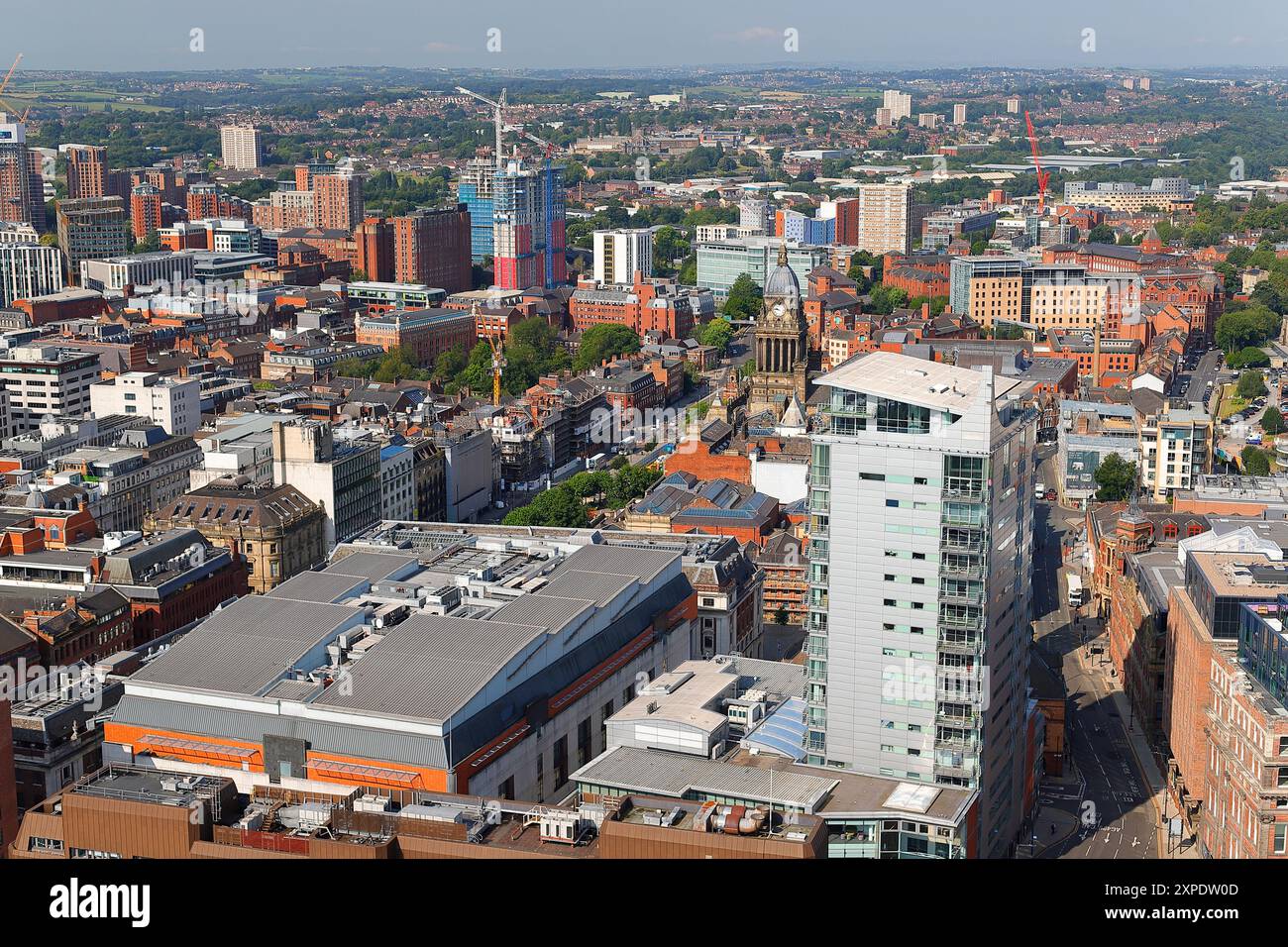 An elevated view in Leeds City Centre from the rooftop of the new Scape ...
