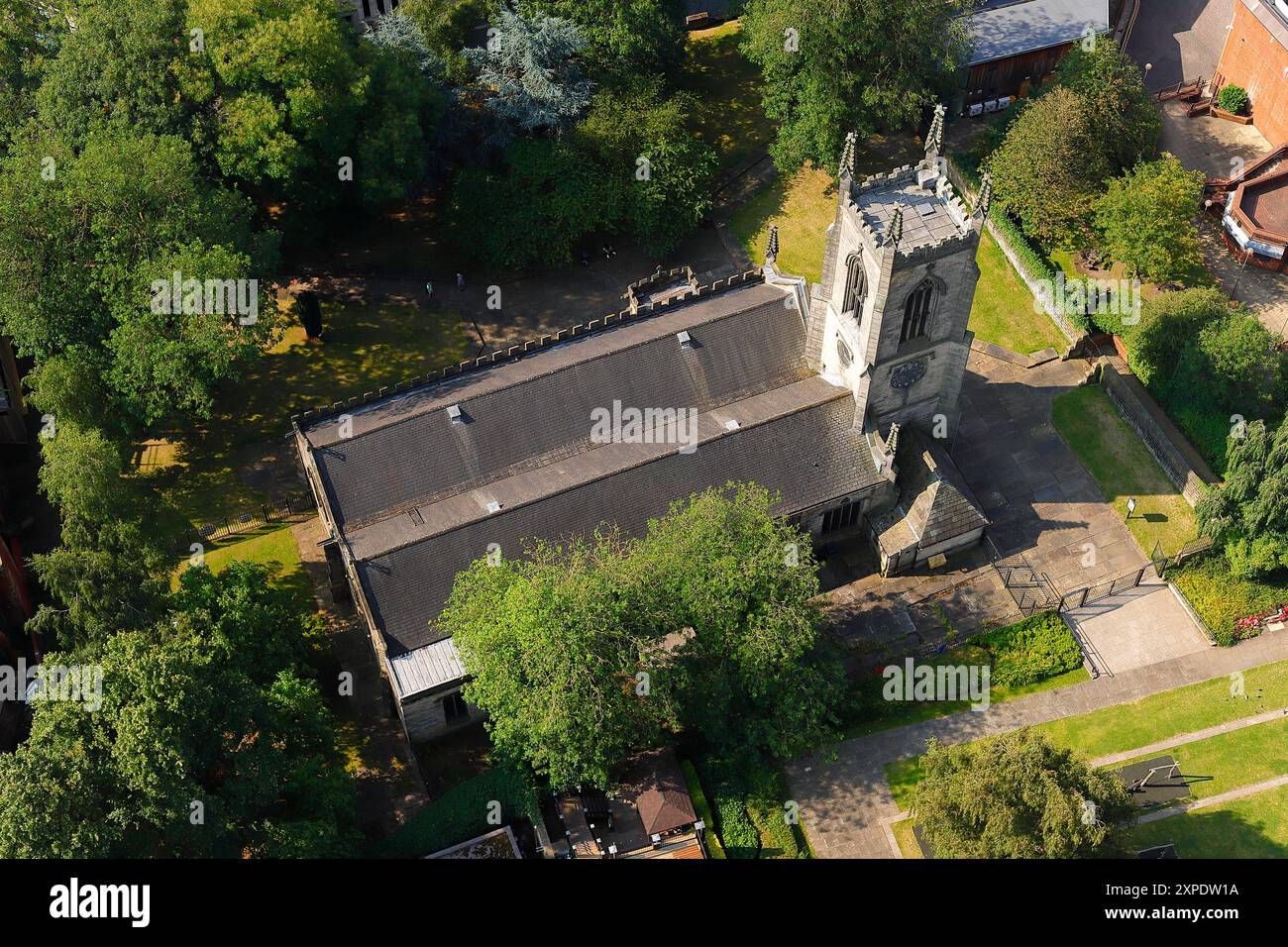 An aerial view of St John The Evangelists Church in Leeds City Centre ...