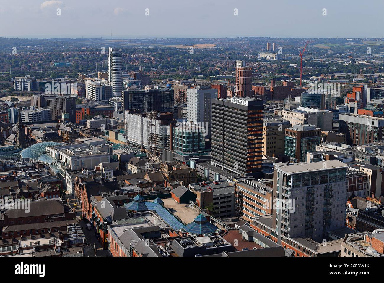 An elevated view in Leeds City Centre from the rooftop of the new Scape ...