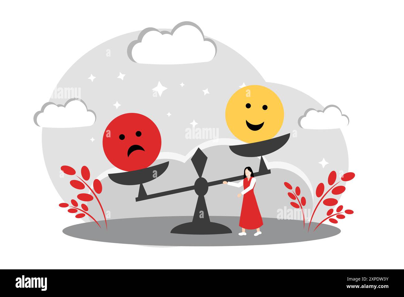 Different emotions, changes in the mood of a woman. Vector illustration ...